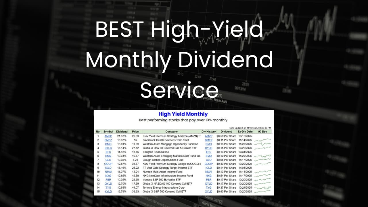 Best High Yield Monthly Dividend Stocks